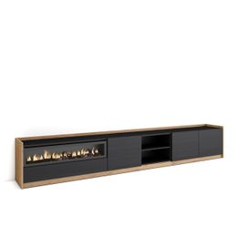 LOWBOARD, Schwarz Eiche, Elektrokamin, 310/37/50cm