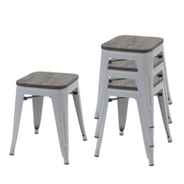 MCW HOCKER HOLZ-SITZFL&Auml;CHE Grau 4er-Set