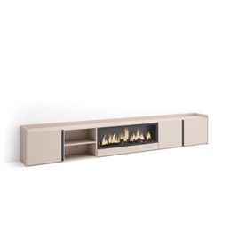 LOWBOARD, Beige, 315/35/50cm, Kamin mit Feuereffekt XXL