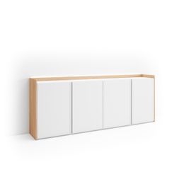 SIDEBOARD, Wei&szlig; und Eiche, 207/35/80cm, mit Led