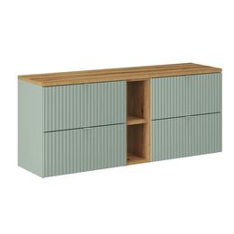 WASCHTISCHUNTERSCHRANK 140.4cm Jade Gr&uuml;n und Holz