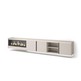 LOWBOARD, Beige, 315/35/50cm, Kamin mit Feuereffekt XXL