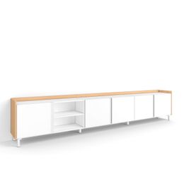 LOWBOARD, Wei&szlig; und Eiche, 309/35/61cm, mit Beinen