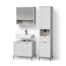 BADM&Ouml;BEL-SET ATERNO Wei&szlig; 3 Teile, mit Hochschrank