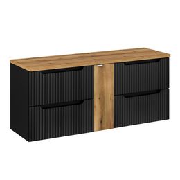 WASCHTISCHUNTERSCHRANK 140.4cm Riva Schwarz und Holz