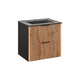 WASCHTISCH 60.2cm Gaia Holz in Eichenoptik und Schwarz