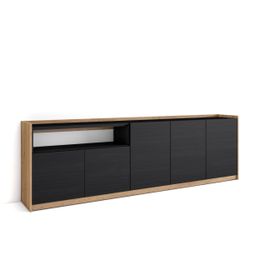 SIDEBOARD, Highboard, Schwarz Eiche, 260/37/80cm