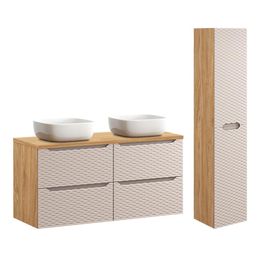 BADM&Ouml;BEL 120cm Elora 2er-Set Beige und Holz