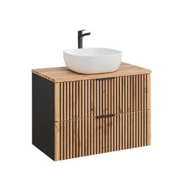 WASCHTISCH 80.6cm Gaia Holz in Eichenoptik und Schwarz