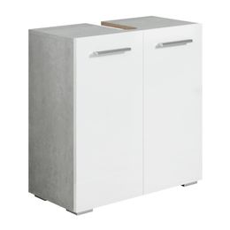 Badplaats WASCHBECKENUNTERSCHRANK Jupiter 2 T&uuml;ren Grau mit Wei&szlig; - 60 x 30 x 60 cm