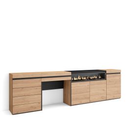 SIDEBOARD mit Elektrokamin, eiche, 277/35/75cm