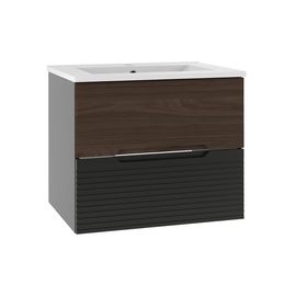 WASCHTISCH 60cm Sylla Schwarz und Holz