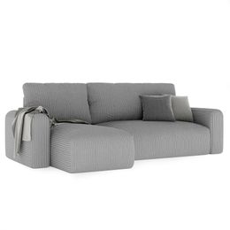 ECKSOFA mit Schlaffunktion und Bettkasten, Grau