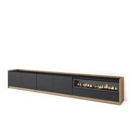 LOWBOARD, Schwarz Eiche, Elektrokamin, 310/37/50cm