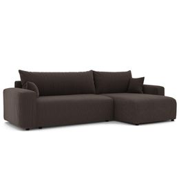 ECKSOFA mit Schlaffunktion und Bettkasten, Braun