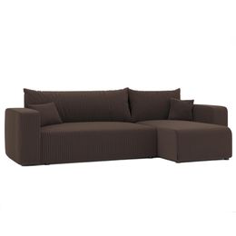 ECKSOFA Braun Cord-Stoff mit Bettkasten