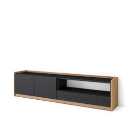 LOWBOARD, Schwarz Eiche, 207/37/50cm