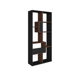 REGAL Bibliothek, Schwarz und Eiche dunkel, 67/31/162cm