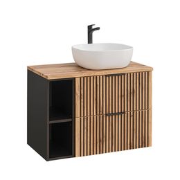 WASCHTISCH 80.6cm Gaia Holz in Eichenoptik und Schwarz