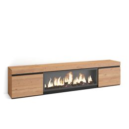 LOWBOARD, Tv-Schrank, mit Elektrokamin XXL, Eiche, 208/35/45cm
