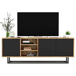 TV-LOWBOARD Apollo Eiche wotan Schwarz Matt 150/53/35 cm