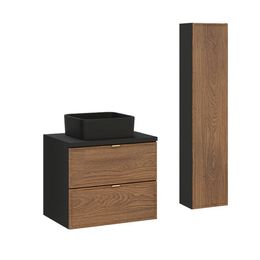 BADM&Ouml;BEL 60.2cm Elena 2er-Set Holz und Schwarz