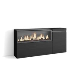 SIDEBOARD Highboard, Elektrokamin XXL, schwarz, 158/35/75cm