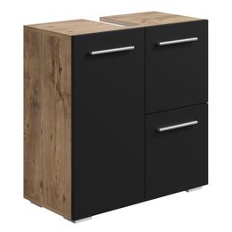 Badplaats WASCHBECKENUNTERSCHRANK Mars Kastanien Eiche / Schwarz - 60 x 30 x 60 cm