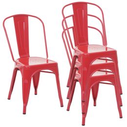 MCW STUHL METALL Rot 4er-Set