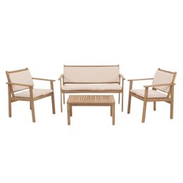 MCW GARTEN-GARNITUR Beige 1x Bank, 2x Sessel, 1x Tisch-Set