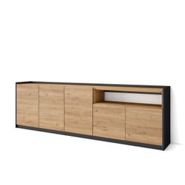 SIDEBOARD, Highboard, Eiche Schwarz, 260/37/80cm