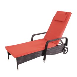 MCW POLY-RATTAN SONNENLIEGE Anthrazit, Orange