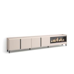 LOWBOARD, Beige, 315/35/61cm, Kamin mit Feuereffekt XXL