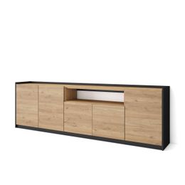 SIDEBOARD, Highboard, Eiche Schwarz, 260/37/80cm