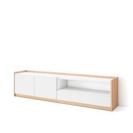 LOWBOARD, Wei&szlig; und Eiche Soft, 207/37/50cm