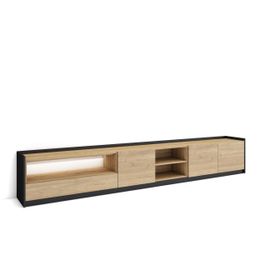 LOWBOARD, Eiche und Schwarz, 310/37/50cm, mit Led