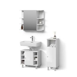 BADM&Ouml;BEL-SET Fucino Wei&szlig; Hochglanz 3 Teile, mit Midischrank