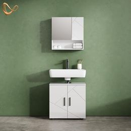 BADM&Ouml;BEL-SET Ronco Wei&szlig; Hochglanz 2 Teile, Unterschrank 60 cm