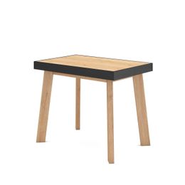 KONSOLENTISCH ausziehbar 58 bis 222cm, f&uuml;r 10 G&auml;ste, eiche, schwarz, 90/58/73cm