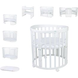 BABYBETT WHITE OVAL 7in1 mit Matratze