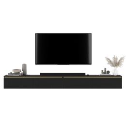 TV-LOWBOARD 2-er Set Selene Schwarz Matt Glamour 140 cm