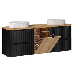 DOPPELWASCHTISCH 160.4cm Riva Schwarz und Holz