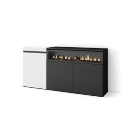 SIDEBOARD Elektrokamin, wei&szlig; und schwarz, 150/35/75cm