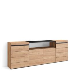 KOMMODE mit Schubladen, Sideboard Schrank, eiche, 214/35/75cm