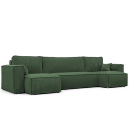 ECKSOFA mit Schlaffunktion und Bettkasten, Gr&uuml;n
