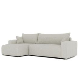 ECKSOFA mit Schlaffunktion und Bettkasten, Beige