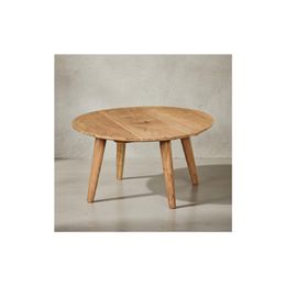 KADIMA DESIGN Runder Couchtisch Massivholz Akazie - 75cm, Stabile Holzbeine, Pflegeleicht, Handgefertigt, KADIMA DESIGN