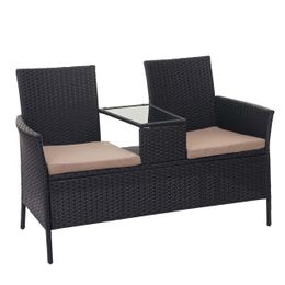 MCW POLY-RATTAN SITZBANK Schwarz, Beige