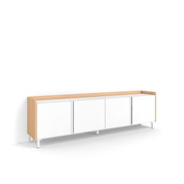 LOWBOARD, Wei&szlig; und Eiche, 207/35/61cm, mit Beinen