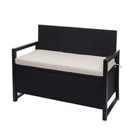 MCW POLY-RATTAN 2ER SITZBANK Anthrazit, Cremewei&szlig;